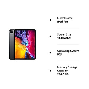 2020 Apple iPad Pro (11-inch, Wi-Fi, 256GB) - Space Gray (Renewed)