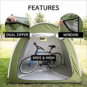 Outdoor Bike Cover 6.5' x 5' x 5.5' FT - Storage Tent for Bicycles or Motorcycles - Waterproof Foldable Shed Shelter for Camping - Bike Storage Shed with Heavy Duty Fabric