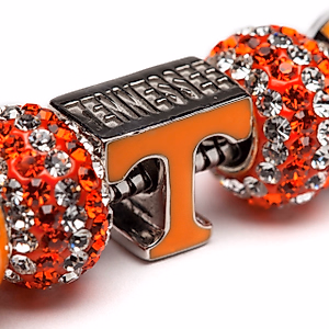 University of Tennessee Charm for Charm Bracelets - Tennessee Orange Power T Bead - Hypoallergenic Stainless Steel Charms - Tennessee Vols Gifts for Her