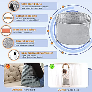 Lumbar Heating Pad for Back Pain Relief,55" x 12" XL Electric Electric Heat Pads with Belt,with 6 Heat Level Settings,4 Time Settings, Auto Shut Off (Light Grey)