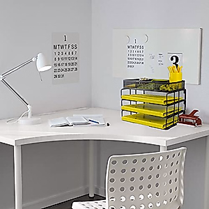 Meshist Paper Letter Tray Organizer, 3 Tier Stackable Desk File Organizer with Sorter，Black