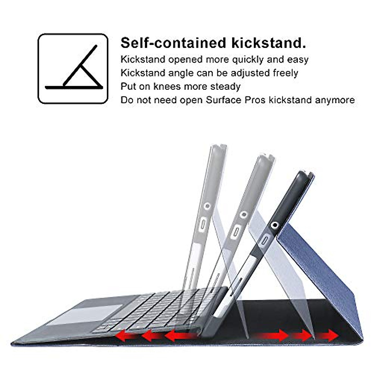 Omnpak Case and Covers for 13 Inch New Surface Pro X(2021/2020/2019),Multiple Angle Slim Light Shell Cover-Compatible with Type Cover Keyboard（Keyboard Not Included）