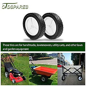 OTDSPARES 10-Inch Rubber Tire Plastic Wheel Replaces Oreg on 72-110 Hand Trucks Utility Carts 10x175 Wheel, 1/2-Inch Bore Offset Axle, White 2 Pack