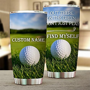 Personalized Golf Tumblers Gift for Golfer, Custom Golf Gifts for Dad Mom, 20oz Tumbler Stainless Steel Gifts for Father (01)