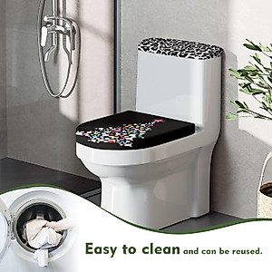 GLENLCWE Christmas Tree Toilet Seat and Tank Lid Cover Set Teal,Reusable Toilet Tank Lid Cover Fabric Elastic Christmas Toilet Seat Lid Cover Universal Fit Elongated Oval Round Lid