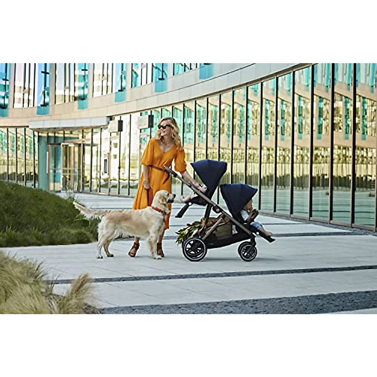 CYBEX Gazelle S Stroller, Modular Double Stroller for Infant and Toddler, Includes Detachable Shopping Basket, Over 20+ Configurations, Folds Flat for Easy Storage, Deep Black