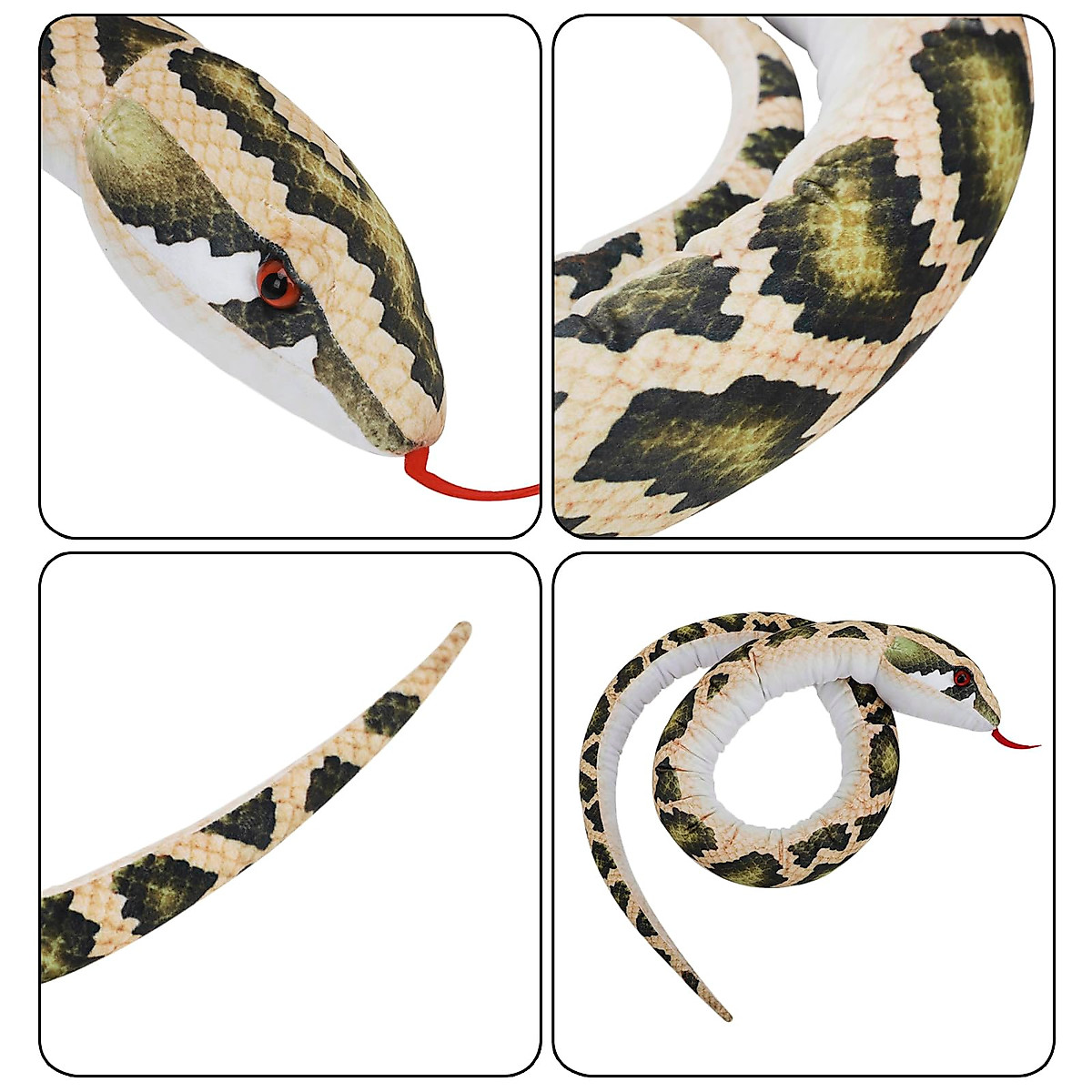 Giant Snake Stuffed Animal, 170cm/67in Long Large Realistic Python Boa Constrictor Cute Snake Plush Doll Soft Cuddly Plushie Hugger Toy Christmas Birthday Gift for Kids Lifelike Halloween Prank Toy