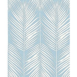NextWall Palm Silhouette Coastal Peel and Stick Wallpaper (Hampton Blue)