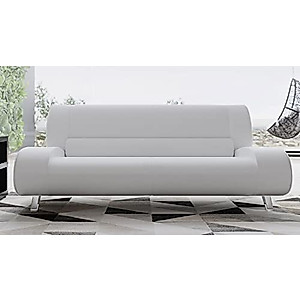 Zuri Furniture Modern Aspen White Microfiber Leather Sofa