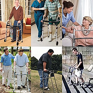 Compact Folding Walker for Seniors by Health Line Massage Products, Standard Walker with 5 inch Wheels and Trigger Release, Mobility Aids Walker Supports up to 350 lbs (Ski Glides Included)