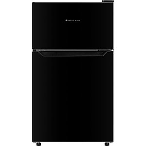 Arctic Wind 1AW2BF33A 3.3-Cu. Ft Energy Star Compact Refrigerator with Top Mount Freezer, Drink and Snack Mini Fridge for Bedroom, Dorm Room, Office in Black
