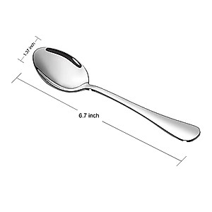 SANTUO Stainless Steel Teaspoon Set,12 Piece 6.7" Spoons Silverware,Dessert Spoons,Mirror Finish & Dishwasher Safe