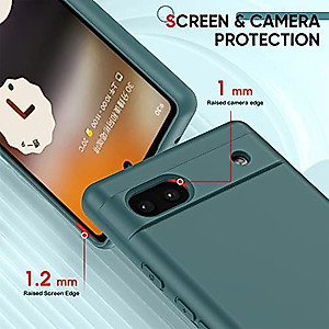 LeYi for Google Pixel 6A Phone Case [2022 Release] with 2 Pack Tempered Glass Screen Protectors, Soft Liquid Silicone with Microfiber Liner Cover Case, Green