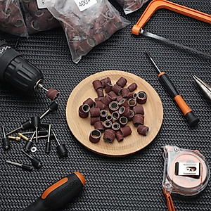 Shimeyao 890 Pieces Sanding Drum Set for Drum Sander 80 120 240 320 400 600 Grits Sanding Drums with 24 Pieces Drum Connecting rods 2 Pcs Self Tightening Drill Chuck