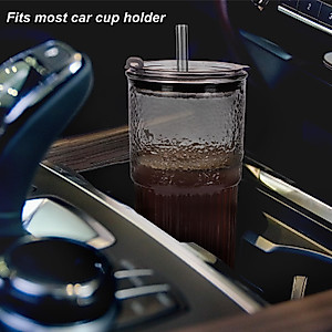 Moretoes Glass Cups with Lids and Straws, 20 oz Glass Tumbler with Lid and Straw Iced Coffee Cup, Glass Cups for Juice Water Smoothie, Glass Drinking Set of 4