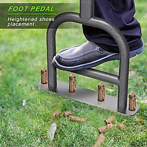 Dolibest Lawn Coring Aerator, Stainless Steel 4 Corer Plug Aerator Tool with Soft Rubber Grip, Manual Grass Aerating Tool, Garden Tool & Cleaning Hand Tool for Loosening Soil and Improving Lawn Health