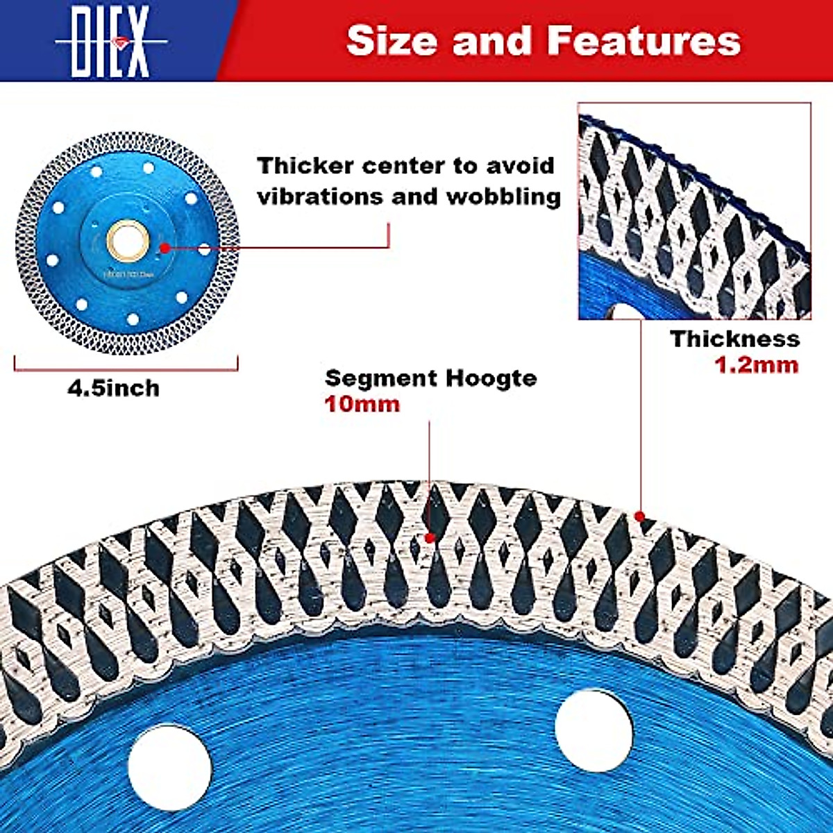 Supper Thin Diamond Tile Blade Porcelain Saw Blade for Cutting Porcelain Tile Granite Marbles (4.5"-5pcs/box)
