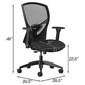 BOWERY HILL 22.5" Modern Metal and Fabric Mesh High-Back Task Chair in Black