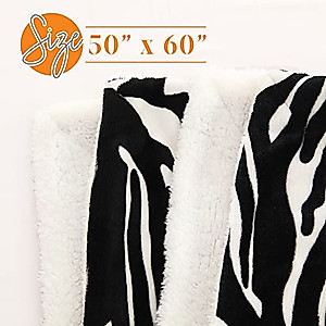 Elegant Comfort Luxury Micro-Sherpa 50" X 60" Ultra Plush Zebra Design Throw/Blanket, (50 x 60)