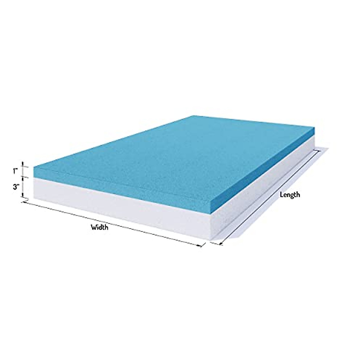 FoamyFoam Mattress Replacement/Bunk 4”x 28" x 72” Cooling Gel Memory Foam, Medium Firm Support, Pressure Relief, RV Travel Camper Trailer Truck, Cover Not Included, Made in USA