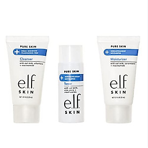 e.l.f. SKIN Pure Skin Back To Basics Mini Kit, Clean & Gentle Cleanser, Toner & Moisturizer, Great For Sensitive Skin, TSA-friendly Sizes