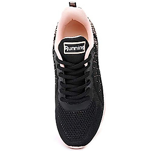 GANNOU Women's Air Athletic Running Shoes Fashion Sport Gym Jogging Tennis Fitness Sneaker Peachblack 8 B(M) US