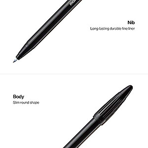 MONAMI Plus Pen 3000 Felt Tip Pens, Fine Point (0.4mm), Fine Liner, Writing/Journaling/Note Taking at home, school and office, Black, 12-Count