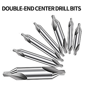 Aleric Center Drill Bits Set - High Speed Steel Center Drill Bits Kit Countersink Tools for Lathe Metalworking, 7 pcs 60-Degree Angle Center Drill Bits in Size 1.0 1.5 2.0 2.5 3.0 4.0 5.0
