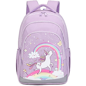Abshoo Cute Kids Backpack For Girls Kindergarten Elementary Unicorn School Backpacks Set with Lunch Box (Unicorn Purple)