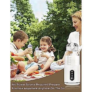 Portable Water Warmer for Baby Formula Travel, Wireless 9000mAh Battery Operated Portable Bottle Warmer, Precise & Adjustable Temperature, 10 Oz Detachable Glass Travel Bottle Warmer for Breastmilk