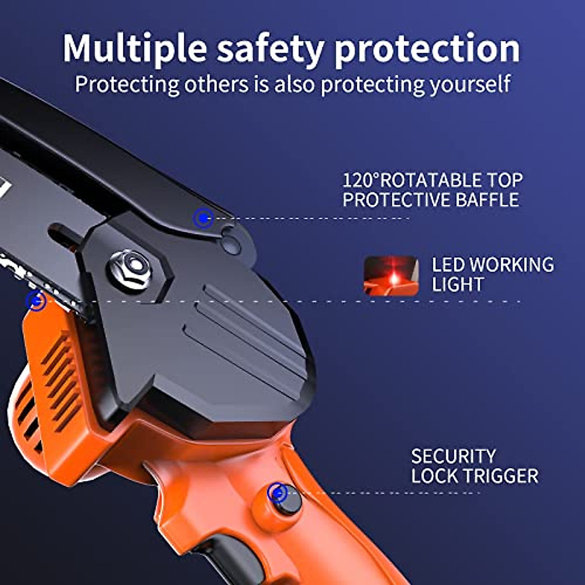 JPOWTECH Mini Chainsaw Cordless 6 inch Small Chainsaw with 2 Battery & Switch Security Lock, Portable Handheld Power Chain Saws for Gardening Wood Cutting Tree