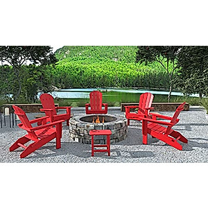 Resin TEAK Folding Adirondack Chair, Premium All Weather Outdoor Patio Furniture, 21 Inch Wide Seat, Up to 350 lbs, Foldable Outdoor Patio Chairs, New Heritage Collection (Red)