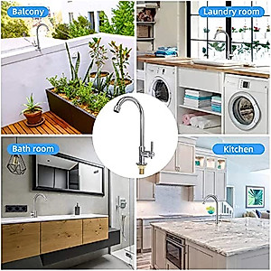 Cold Water Faucet Only, High Arc Single Handle One Hole Faucet for Kitchen Garden Bar Outdoor Boat Camper(Free Cold Water Supply Lines)