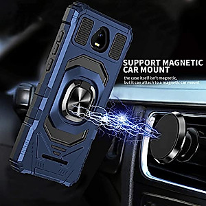 RTYJZ for SCHOK Volt SV55 Case with Tempered Glass Screen Protector, Built in 360°Adjustable Ring Kickstand [Military Grade] Protective Cover for Schok Volt SV55 (SV55216) 5.5" (Blue)