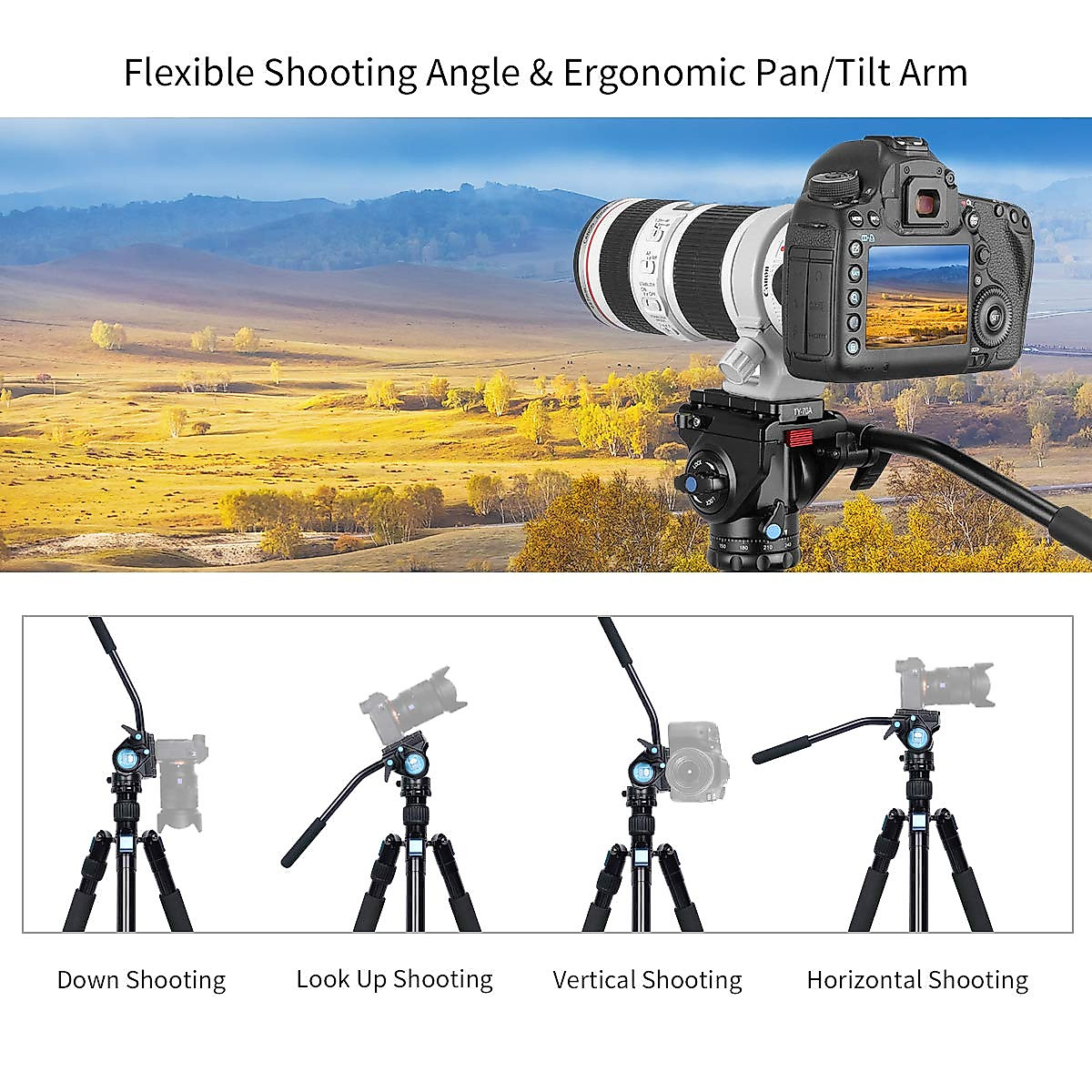SIRUI Fluid Video Head AM-5V, Lightweight Tripod Head with Quick Release Plate for Video Camera