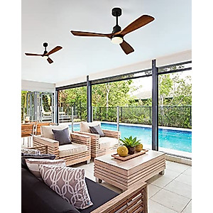 Chriari Ceiling Fans with Lights, 3 Wood Fan Blades, 52" Black Modern Ceiling Fan with Remote Control, Noiseless Reversible DC Motor for Bedroom/Living Room/Study/Patio