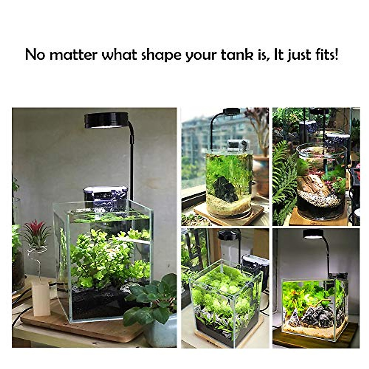 Hiro Aquatics Full Spectrum LED Light with Bamboo Board, Fits Aquarium Nano Tank, Betta Fish Tank, Potted Plants, Succulents, Miniature Landscape – 9W