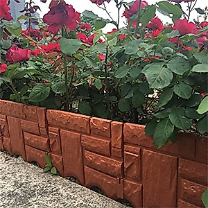 Garden Edging Set Plastic Fence, Imitation Stone Fence, Garden Edging Border Imitation Stone Brick, for DIY Decorative Patios Lawn Paths Landscape Walkways Flower Beds Border-10pcs
