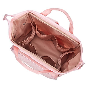 HOMEST Knitting Bag Backpack, Crochet Storage Organizer, Large Yarn Holder with Custom Front Pocket for Crochet Accessories and Supplies, Pink