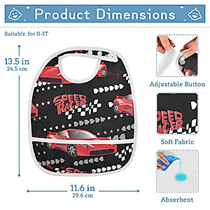 Emelivor Cartoon Cars Arrow Baby Bibs for Baby Boy Girl Feeding Bibs Waterproof Toddler Bibs for Eating Boys Feeding Girls Toddlers 1-3 Years, 2 Pack