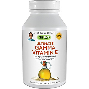 ANDREW LESSMAN Ultimate Gamma Vitamin E 30 Softgels – 500 mg Gamma Tocopherol, Protective Vitamin E. Four High Potency Forms of Natural Tocopherols. Powerful Anti-Oxidant. No Synthetic Forms