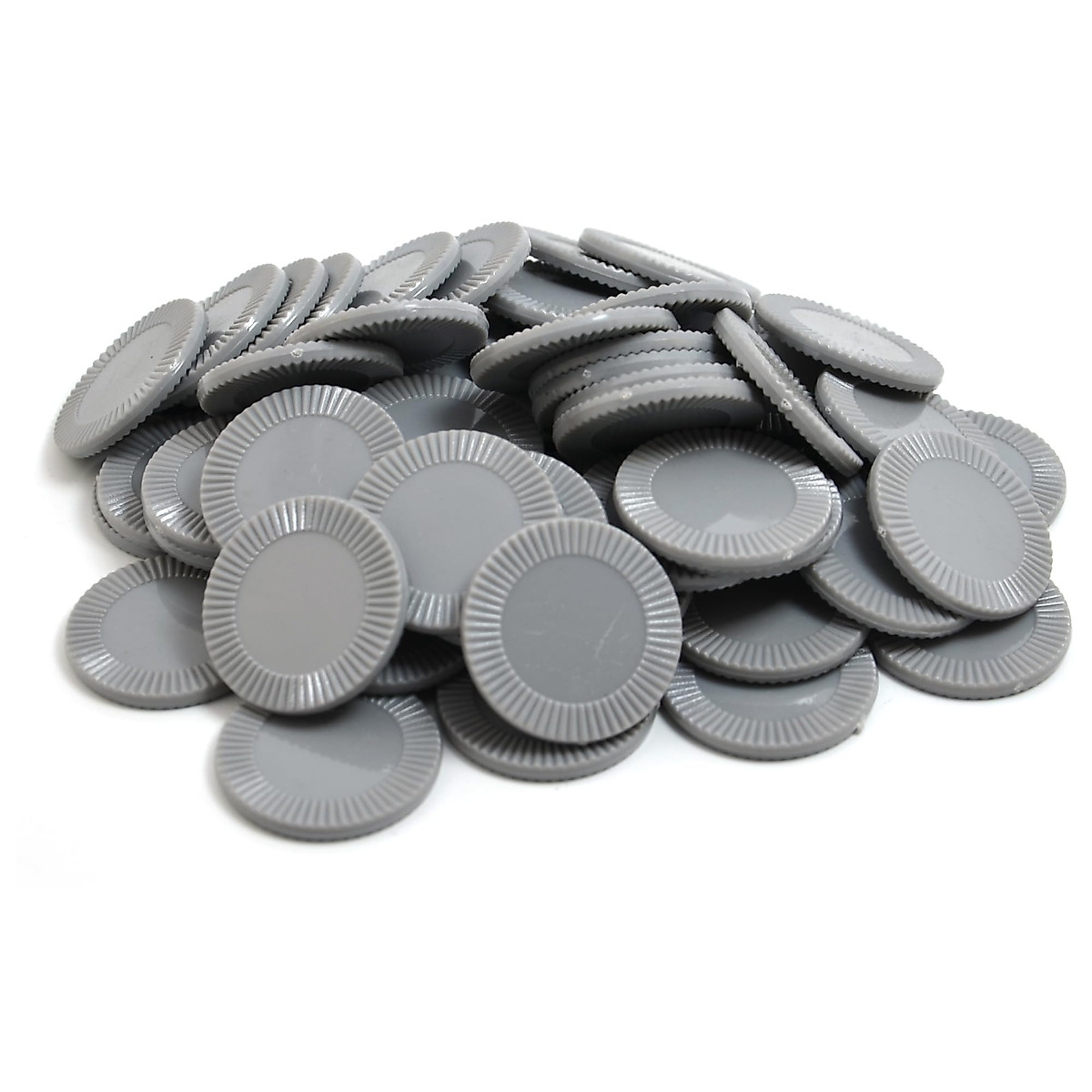 Smartdealspro 64pcs 32mm/1.26 Inch Opaque Plastic Learning Counters Disks Mini Poker Chips Game Tokens with Storage Box (Dark Gray)