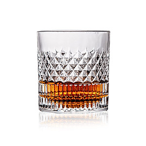 Crystal Whiskey Glass, 11.3 oz Old Fashioned Whiskey Glass, Rotating Rock Glass Drinking Bourbon/Scotch Whisky/Cocktails/Cognac/Rum/Vodka, Perfect Gifts for Dad/Husband/Father/ Men Brother (Cup No.2)