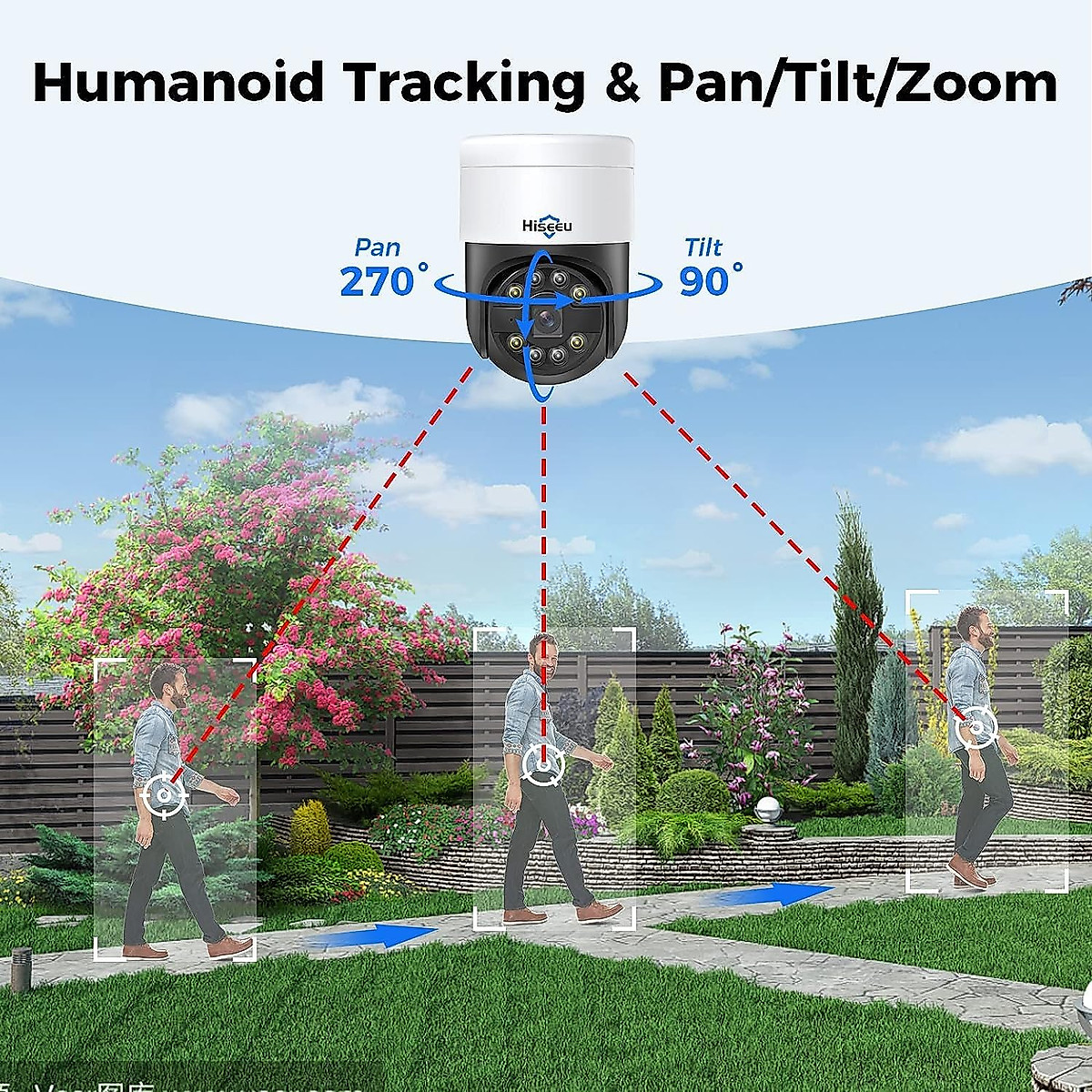 [3TB HDD+Human Tracking] Hiseeu 4K PoE Security Camera System,CCTV Camera Security System w/5MP Home Security Cameras, PTZ 270°Pan 90°Tilt，2-Way Audio,Remote Access,Night Vision,Waterproof,7/24 Record