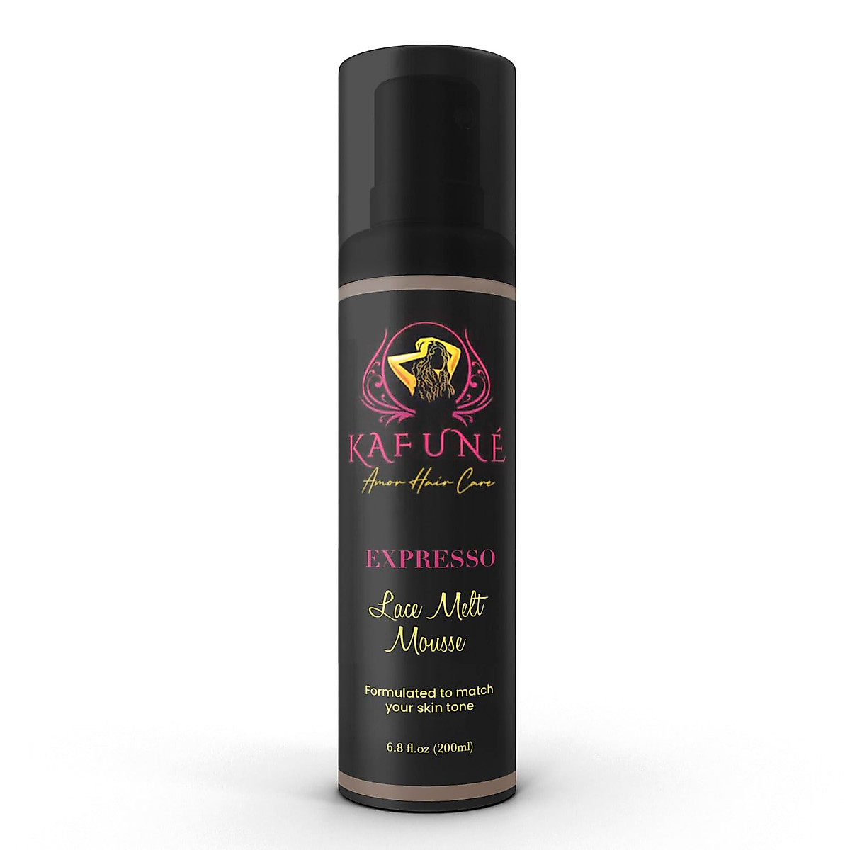 Kafune Amor Premium Lace Melting Mousse - Tinted Quick-Drying Mousse for Lace Wigs, Natural Finish, Ideal for Braids and Baby Hairs - Expresso Dark Brown
