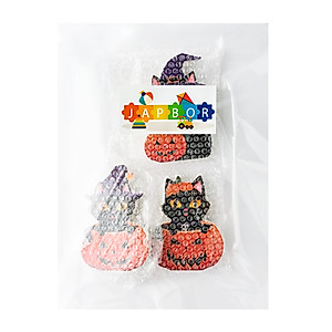 JAPBOR 3Pcs Halloween Wooden Centerpieces Table Decorations, Witch Hat Black Cat Pumpkin Tiered Tray Set Desk Decor, Happy Fall Halloween Party Themed Sign Wood Block Tabletop Décor for Home Kitchen