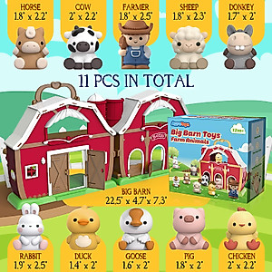 AuroTops Toys for 1 2 3 Years Old Boys and Girls, Big Barn Toy with Farm Animal, Preschool Montessori Toy, Farm Pretend Playset with Big Red Barn & Farmer, Easter Gift Toy for Toddlers