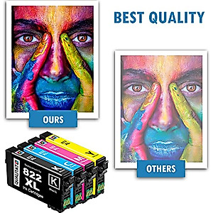 QUALITAT New Chip Compatible for Epson 822XL Ink Cartridges Combo Pack | High Capacity(XL Version) for 822XL Printer Ink Epson Workforce Pro WF-3820 Ink Cartridges WF-4820, WF-4830, WF-4834