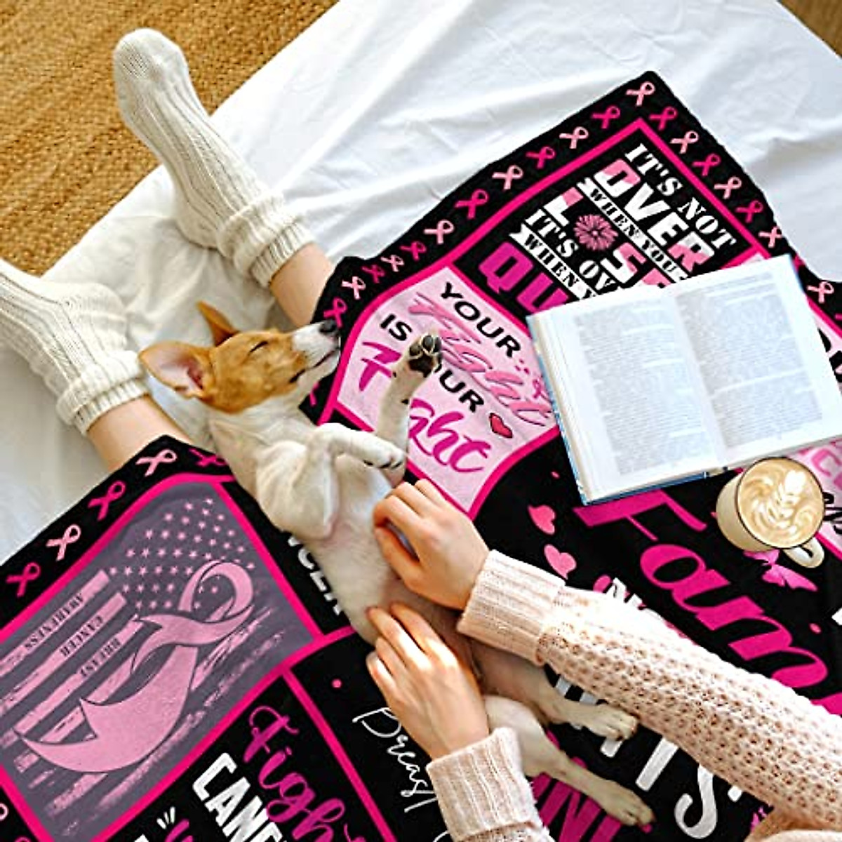 Breast Cancer Awareness Accessories Breast Cancer Gifts for Women Breast Cancer Survivor Gifts for Women Mothers Day Chemo Gifts for Women Breast Cancer Awareness Decorations Blanket 60x50 Inch