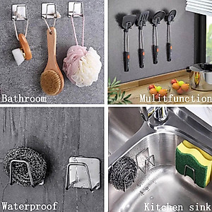 2Pcs ESINAM Sponge Holders for Kitchen Sink, Strong Adhesive Small Sponge Holder, Premium Rustproof & Waterproof Kitchen Sink Caddy - Minimal Size - SUS304 Stainless Steel